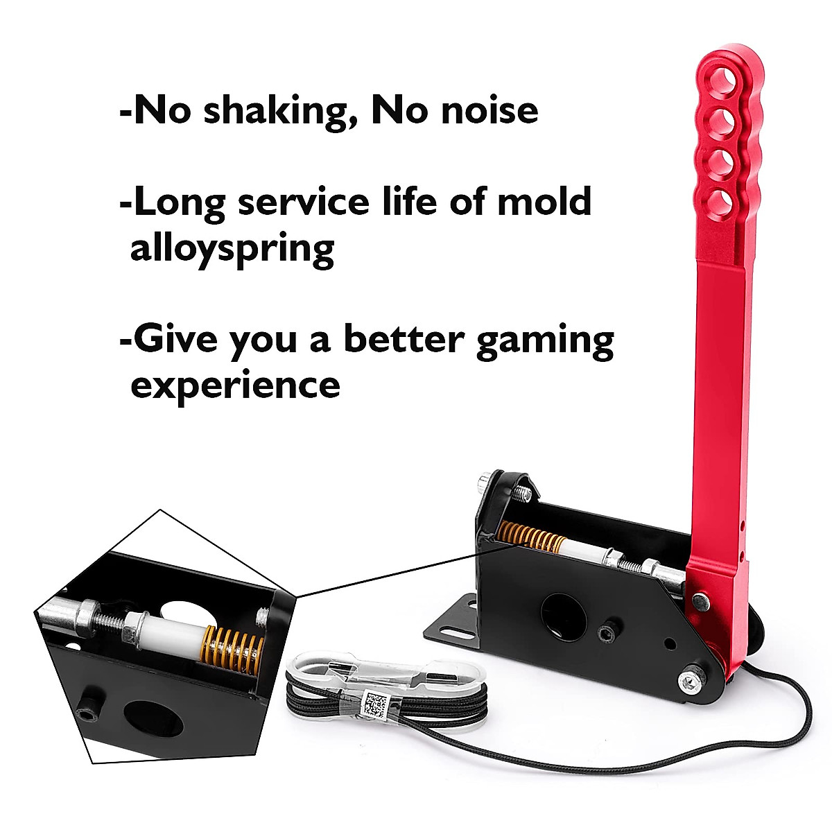 aikeec 64 Bit USB Handbrake PC Handbrake Hall Sensor for PC Widows Sim Racing Games G25 G27 G29 T500 FANATECOSW DIRT RALLY (With Clamp, Black)