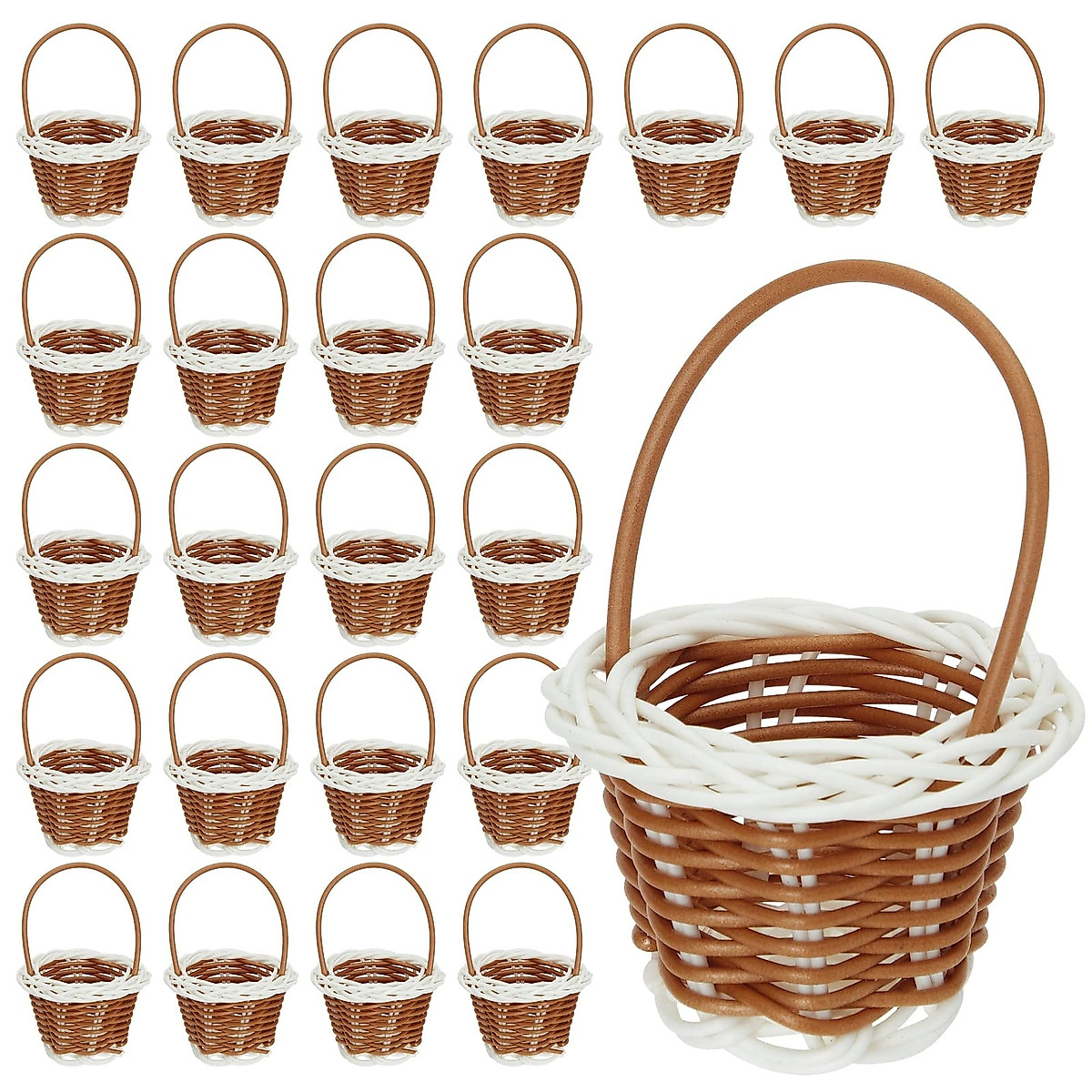 Juvale 24 Pack Mini Woven Baskets with Handles - Bulk Miniature Baskets for School Projects, Mini Wicker Baskets for Party Favors, Tiny Baskets for Crafts, Picnic - 2x3 inch