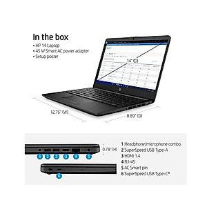 2022 Newest HP Premium 14-inch HD Laptop| Intel Celeron N4020 to 2.8GHz 8GB RAM 64GB SSD| Webcam Bluetooth HDMI USB-C Wi-Fi| Win 11 S with 1 Year MS 365| LIONEYE Bundle| Black
