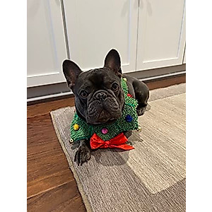 ComfyCamper Christmas Wreath Neck Scrunchie Dog Costume for Small Medium and Large Dogs Puppies and Cats, Small, Green