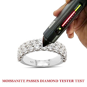 SAVEARTH DIAMONDS 2 Carat (Cttw) Round Cut Lab Created Moissanite Diamond Double Row Anniversary Wedding Band Ring In 14k White Gold Over Sterling Silver (VVS1 Clarity, 2 Cttw) Size-7