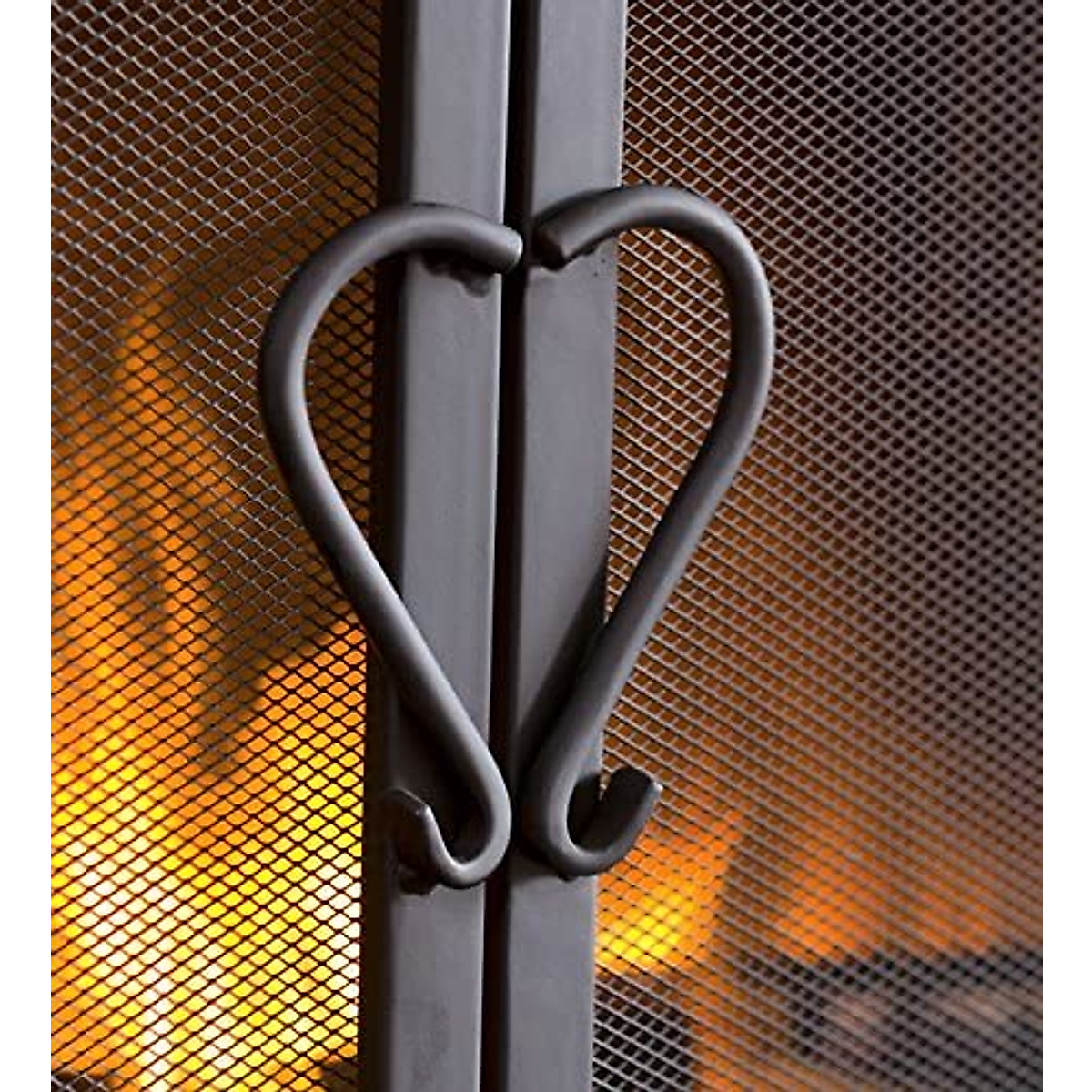Plow & Hearth Metal Fireplace Screen Scrollwork Black | 44" W x 33" H | 2 Door | Spark Guard Grate | Fire Place Cover | Wood Burning Stove Accessories