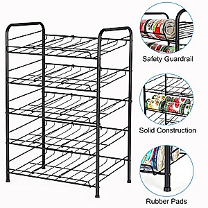 Fogein Can Organizer for Pantry, 5 Tier Can Rack Organizer Holds up to 60 Cans, Can Storage Dispenser Rack for food Storage, Kitchen Cabinet and Pantry, Black