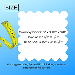 BOOTS OR BOWS GENDER REVEAL HE OR SHE BABY SHOWER SET OF 3 COOKIE CUTTERS MADE IN USA PR1198