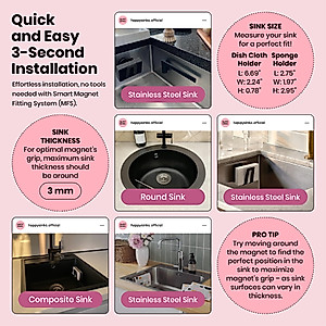 Happy Sinks Magnetic Sponge Holder for Kitchen Sink - Suitable for Steel - Metal - Composite Sinks - Strong Magnetic Backing - Durable and Sustainable Solution - Sink Caddy Sponge Holder - (Steel)