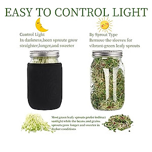 Lulonpon 2 Sprouting Jar Kit, Wide Mouth Quart Mason Jars with Stainless Steel Screen Sprout Lids, 86mm,1000ml,Stand,Tray and Canning Brush,Seed Sprouter Set for Growing Broccoli, Alfalfa (2)