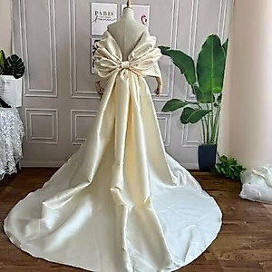 Mouccy 2M Green Detachable Capes for Wedding Dresses 2023 Satin Bridal Cloak with Bow Sleeves Removable Train Bride Accessories