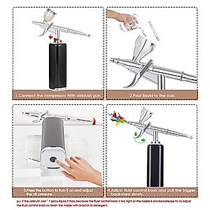 I-BEAUTEE High air Flow Airbrush Kit, Wireless Portable Airbrush Compressor, Rechargeable Cordless Airbrush, Mini Air Brush, Handheld Airbrush Gun for Barber, Model Painting, Nail Art, Makeup, Tattoo