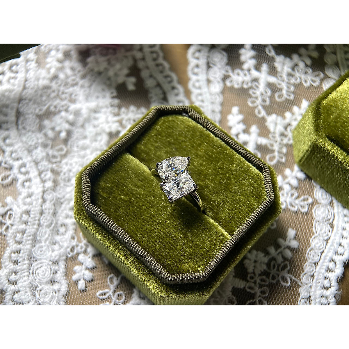 3 CTW Pear & Radiant Cut Toi et Moi Moissanite Engagement Ring, 10K / 14K / 18K Gold D Color VVS1 Clarity Two Stone Ring for Women, Anniversary Gift for Her