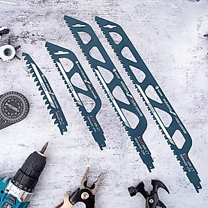 Saker Saw Blade-Demolition Masonry Reciprocating Hard Alloy Saw Blades for Cutting Wood,Porous Concrete,Brick Combination Pack(4 PCS)