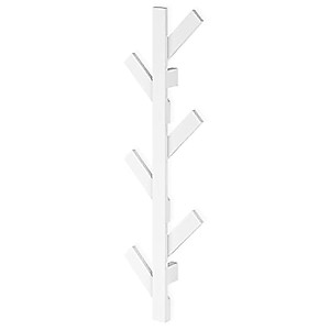 Ballucci Tree Coat Rack Wall Mounted, Wood Tree Branch Coat Hooks for Hats, Caps, Scarves, Umbrellas, Towels, Jewelry - White