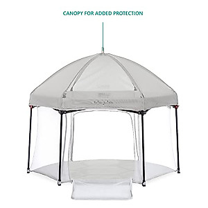 Dream On Me Onyx Playpen Set with Canopy, Baby Playpen, Portable and Lightweight, Playpen for Babies and Toddler, Grey