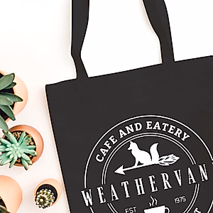 WCGXKO TV Shows Inspired Gift Addams Fan Gift Weathervane Cafe Jericho Vermont Jersey Canvas Reusable Bag Shopping Bag (CAFE AND EA tote)