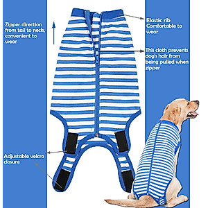 Sychien Dog Recovery Suit Post Surgery Shirt for Puppy,Small Female Male Wound Protective Suit,Blue S