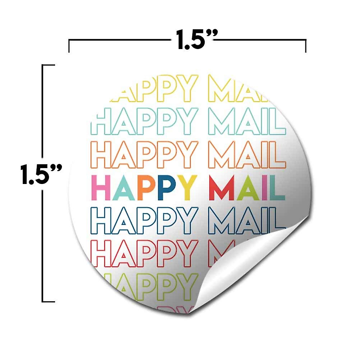 Rainbow Block Lettering Happy Mail Thank You Customer Appreciation Sticker Labels for Small Businesses, 60 1.5" Circle Stickers by AmandaCreation, for Envelopes, Postcards, Direct Mail, More!