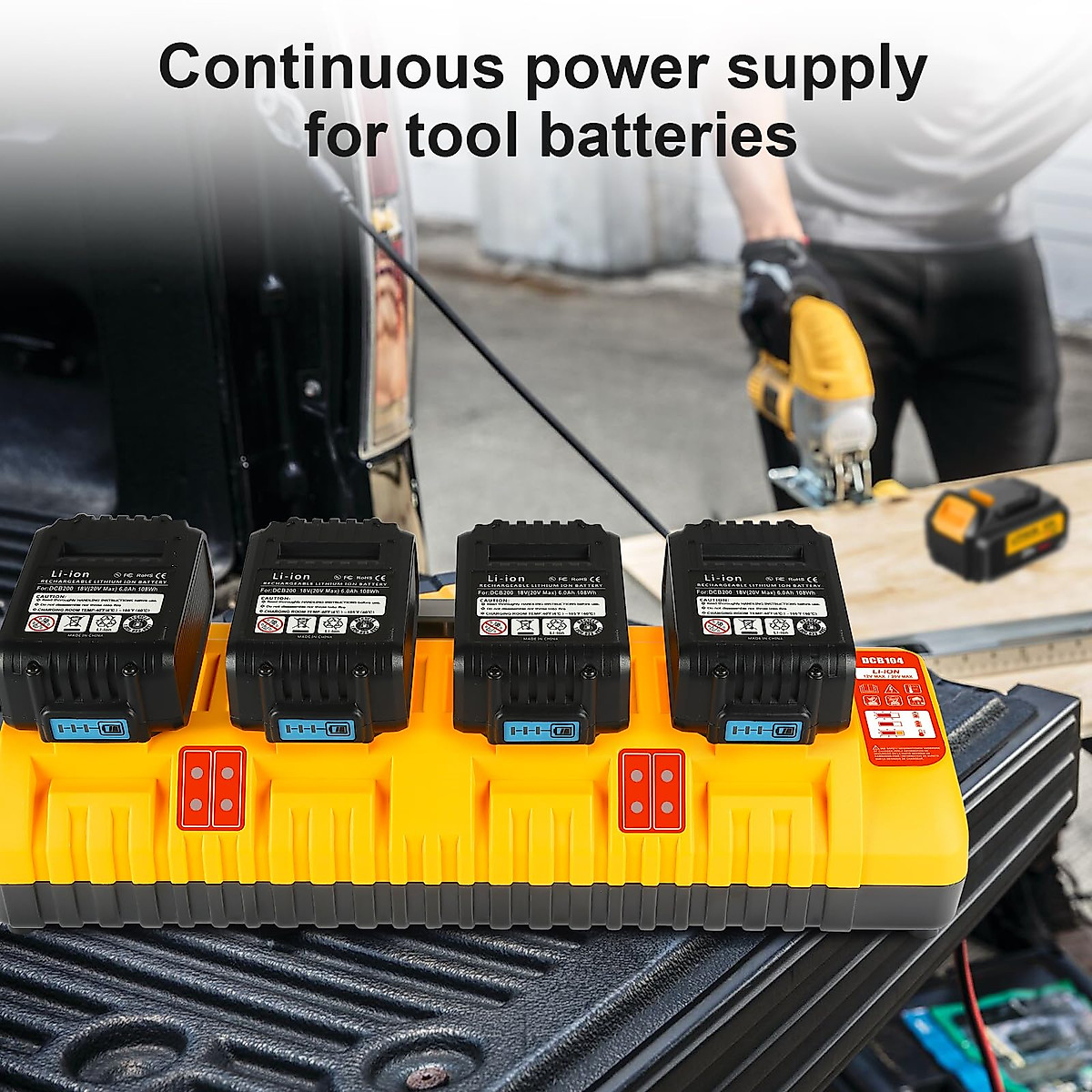 DCB104 Battery Charger Station Replacement for Dewalt Battery Charger, Fast Charging Matching Original 20V Max Batteries