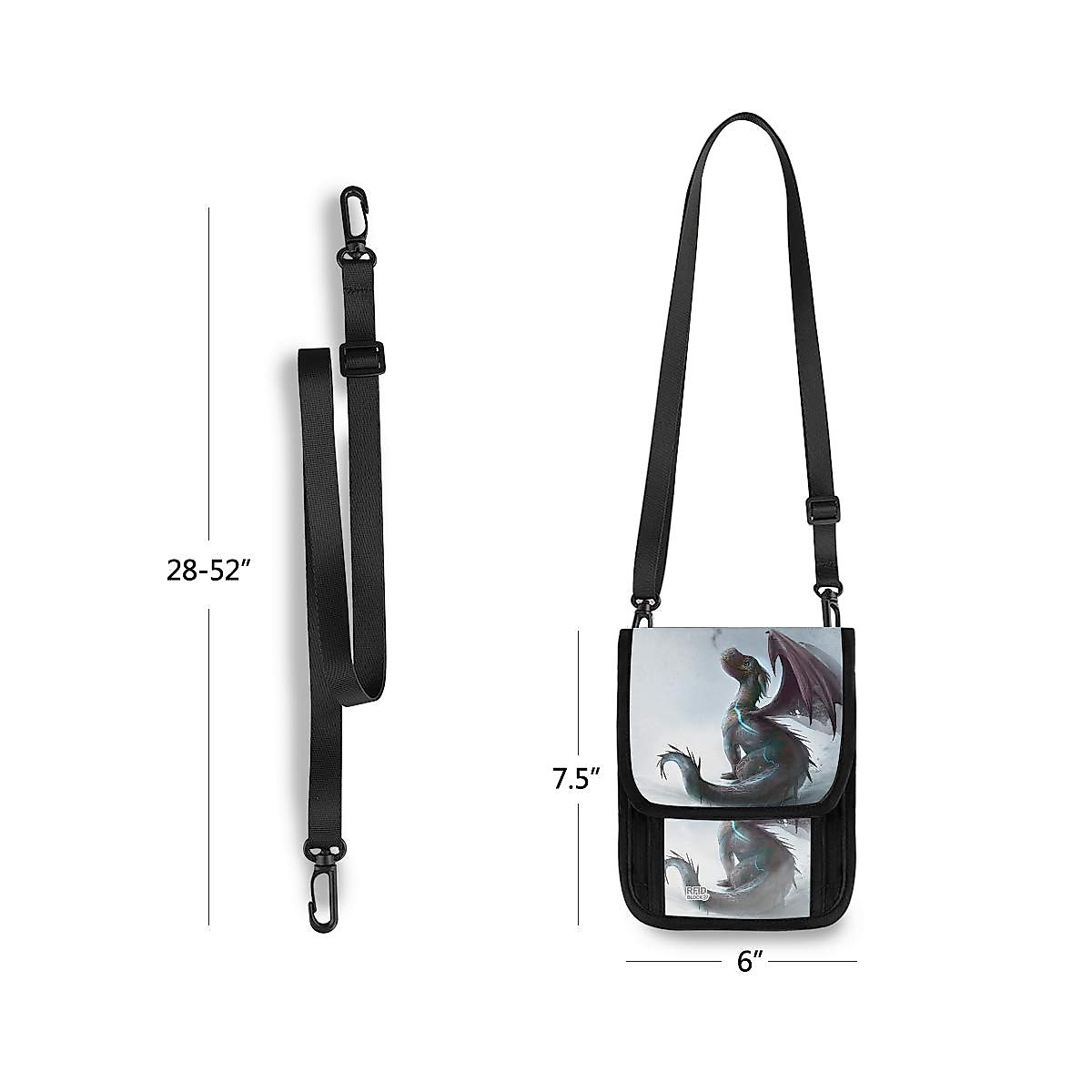 ALAZA Cute Dragon Winter Snow Small Crossbody Wallet Purse Cell Phone Bag Rfid Passport Holder with Credit Card Slots