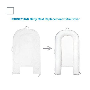 HOUSEYUAN Infant Baby Lounger Replaceable Cover co-Sleeping Newborn Baby Nest Backup Cover Breathable Machine Washable (Off White)