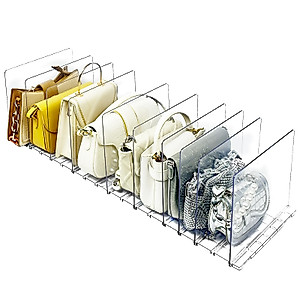 VERONLY 10 Layer Purse Organizer for Closet, Adjustable Clear Shelf Dividers Purse Bag Divider for Closet Organizer, Acrylic Handbag Organizers for Closet,Clear.