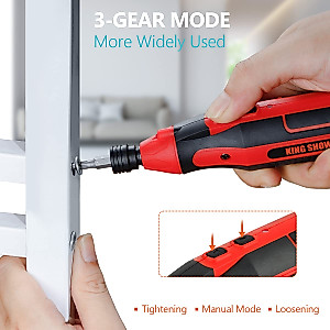 King Showden Electric Screwdriver 4V Cordless Power Screw Drivers Kit with 42 pcs Drill Bits, USB Rechargeable Lithium ion Battery, LED Work Light, Carrying Case