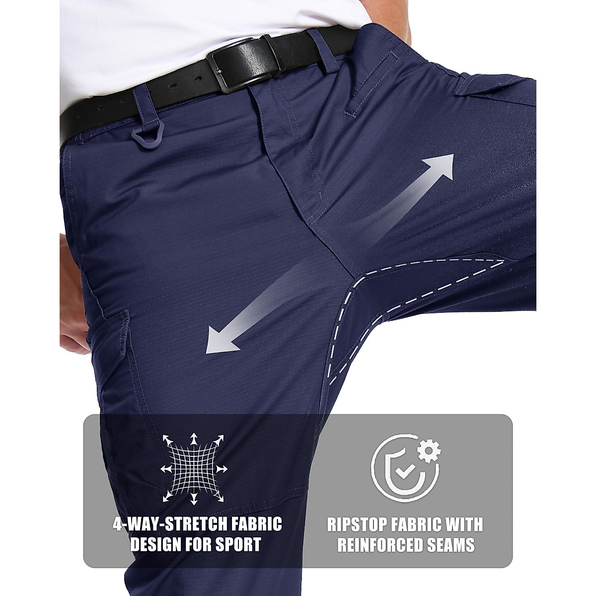 MAGCOMSEN Hiking Pants for Men Quick Dry Military Pants Tactical Pants 9 Pockets Outdoor Pants for Men Lightweight Pants Navy 38