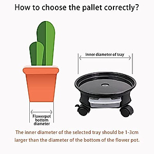Black Plant Caddy with Water Container Heavy Duty Plant Stand with 4 Wheels Round Flower Pot Mover Plant Saucer Home Garden Planter Dolly Caster with Wheels Rolling Plant Tray