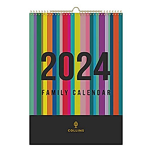Collins Edge Rainbow 2024 Family Wall Calendar - Lifestyle Planner and Organiser for Office Work Personal and Home - January to December 2024 Diary - Weekly - - EDFC135-24 Black