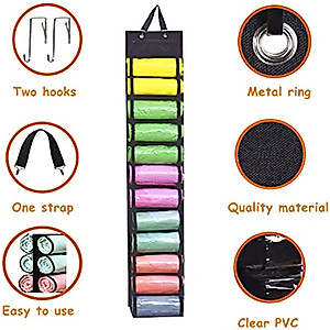 Legging Storage Bag Storage Hanger Can Holds 24 Leggings or T-shirt Shirts Jeans Compartment Storage Hanger, Foldable Leggings Organizer Clothes Portable Closets Roll Holder (Black)