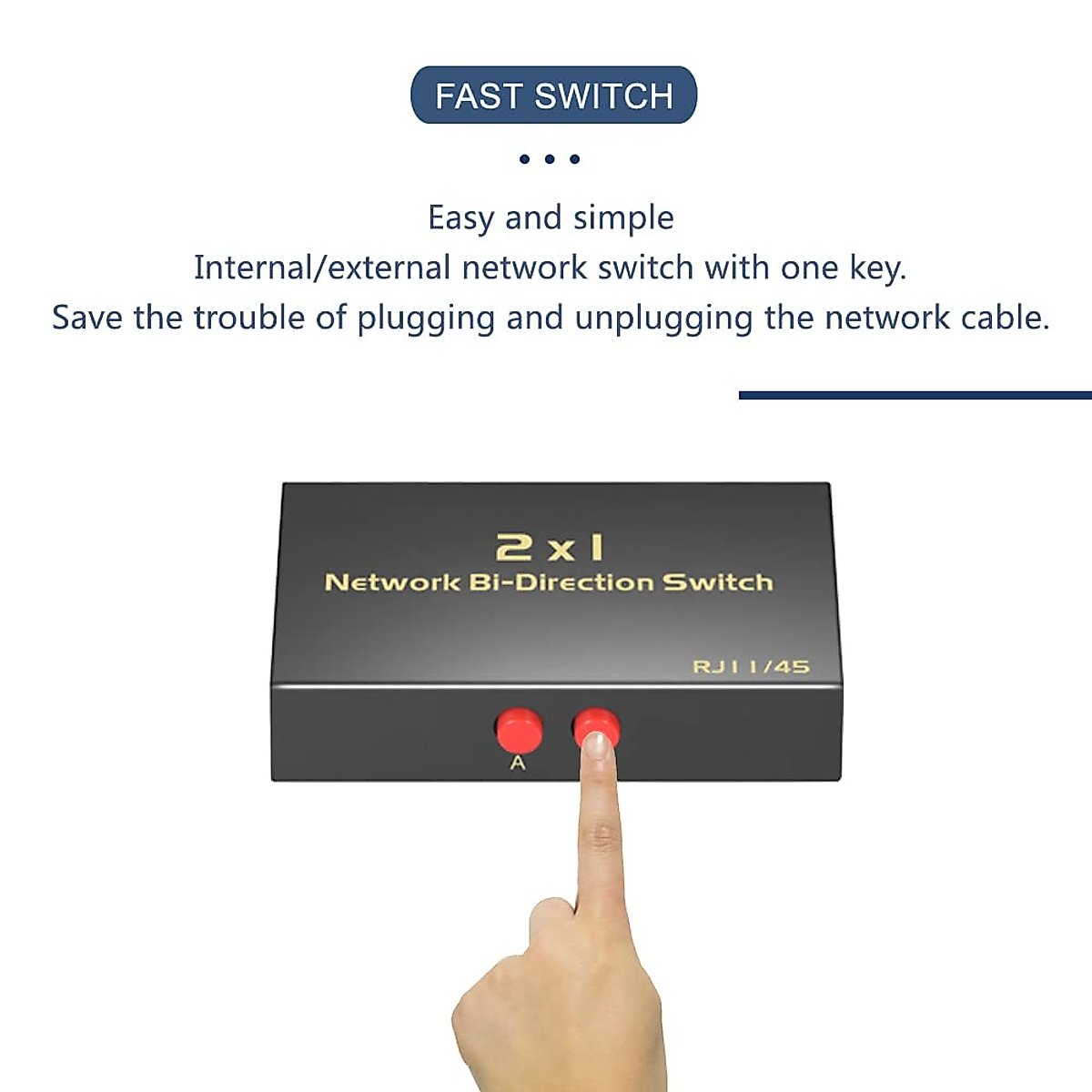 RJ45 Network Switch Selector 2 in 1 Out or 1 in 2 Out, Ethernet Switch 2 Port, 2 Port Network Hub 100/500M, Metal Shell