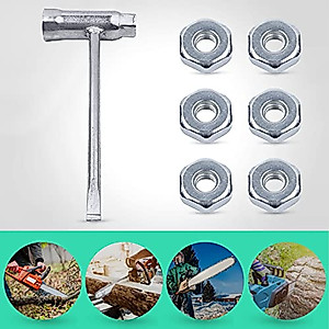 Adefol 13 x 19 mm Chainsaw Wrench Scrench with 6 Bar Nuts for Stihl 017 018 019 020 021 023 024 025 026 028 034 Chainsaw Replacement Parts Repair Tools