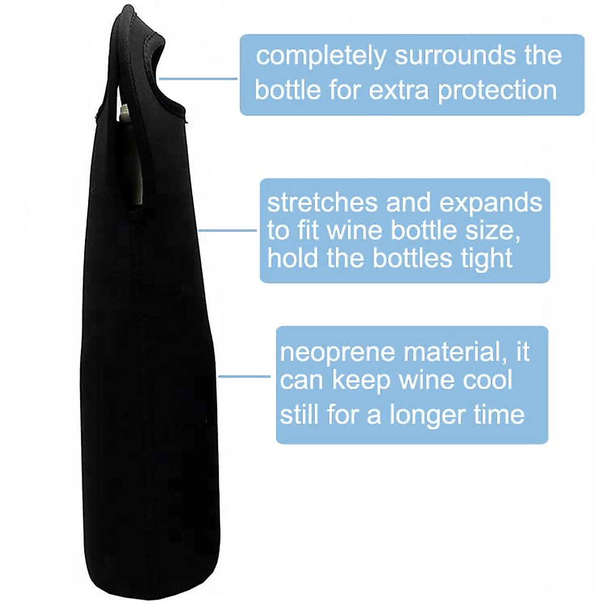 Eacolle Wine Carrier Tote Bag Set of 3 Neoprene Champagne Bottles Protective Travel Bag Beer Cans Water Bottle Holder for Safe Transportation(Black)