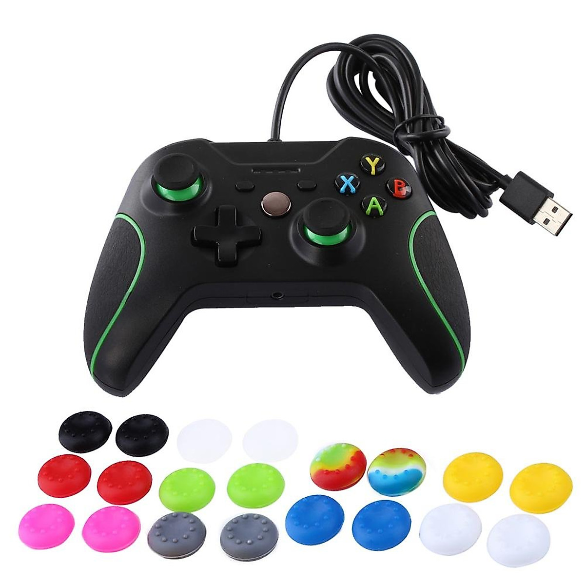 4PCS Silicone Thumb Stick Grips Caps Analog Thumbstick Cover for PS5 PS3 PS4 PS4 Pro Slim Xbox One Xbox 360 Joystick Cap (Black)