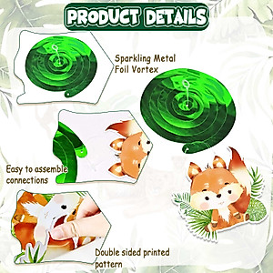 35Pcs Jungle Animals Hanging Swirl Wild One Party Birthday Decor Jungle Safari Animal Themed Wild One Birthday Party Swirls Streamers Supplies for Baby Shower Decorations