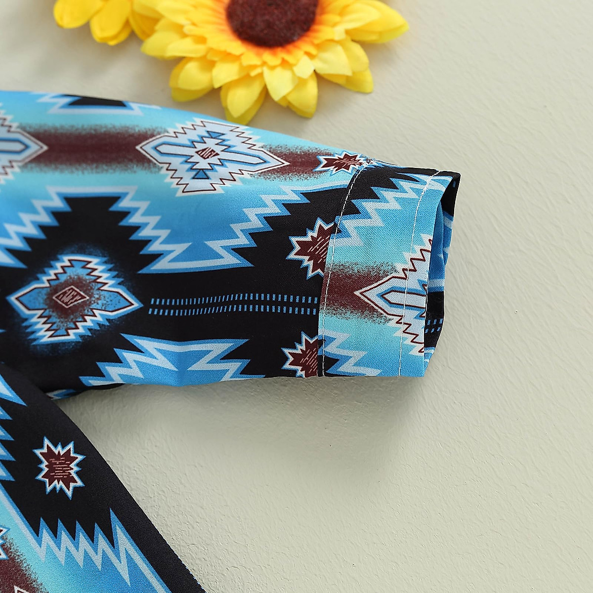 Western Baby Boy Clothes Long Sleeve Cow Print Shirts Button Down Lapel Tops Tees Fall Winter Clothes 6M-4T (Blue, 3-4 Years)