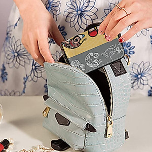 Native American kokopelli Grey Credit Card Coin wallet, RFID Blocking Compact Women Leather Card Holder, Key Change Organizer, Zipper Purse Clutch Pouch Pocket