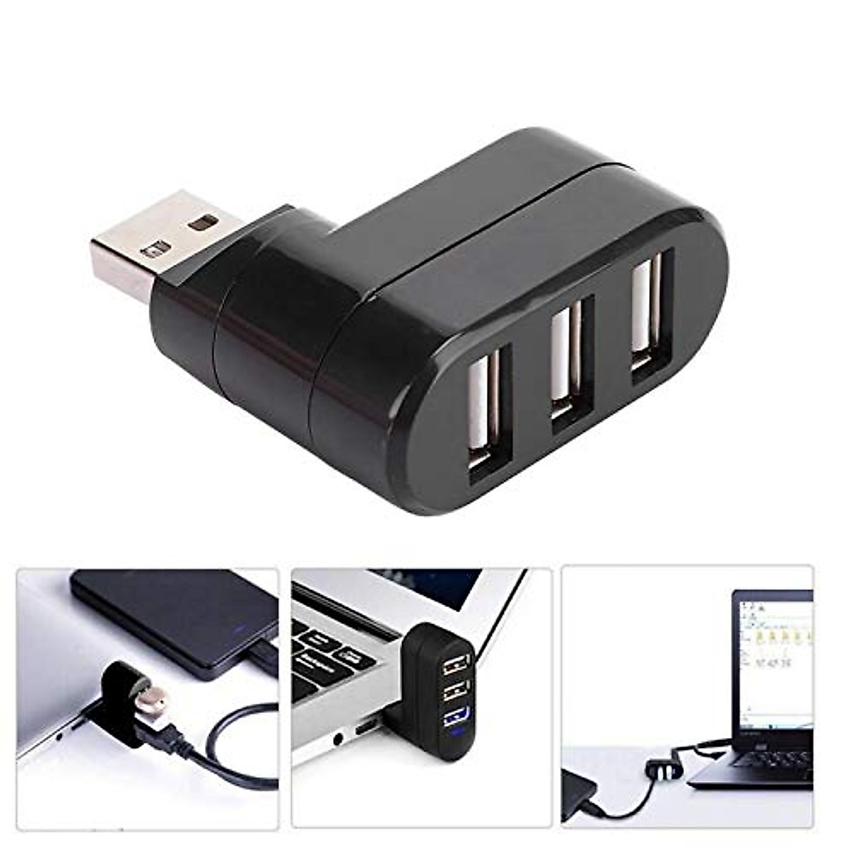 Emoshayoga 3-Port Docking Station Hub Computer Accessory (black)