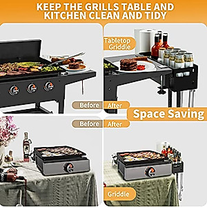 Griddle Caddy for Blackstone 28"/36"/17"/22" Griddles, BBQ Accessories Storage Box with Knife Holder & Paper Towel Holder, Grill Accessories Space Saving for Blackstone Griddle Accessories (Black 19)