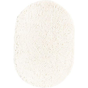 Marilyn Monroe Opulence Shag Collection Area Rug - Silver Screen (4' x 6' Oval, Bone/ Beige)