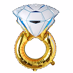 Big Balloon Gold Diamond Ring Foil Balloon Inflatable Wedding Decoration Helium Air Valentine's Day Balloon Event Party Supplies (Big Ring)