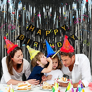 Party Streamers Tassel Backdrop, 3 Pack Black Tinsel Birthday Backdrop Party Decorations Use for Birthday Decor Wedding Engagement Baby Shower Bachelor Party Holiday Celebration Party Supplies