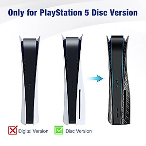 TESSGO PS 5 Disc Edition Cellular Black Face Plates Cover Shell Case for Play station 5 Console