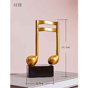 HAUCOZE 3pcs Music Note Decor Gifts Musical Figurine Modern Statue Sculpture Table Centerpiece Crafts Gold Home Arts 7.5inch