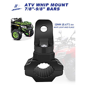 ZIDIYORUO Whip Light Mounts for ATV, Quad ATV Light Mounts Fit 0.875", 1", 1.125" Rack Bars and Bandlebars, Adjustable ATV Mount Made of Alloy Aluminum, Easy Installation (2 pcs Black)