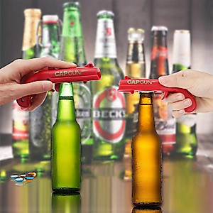 Cap Gun Bottle Opener,Funny Launcher Shooter Bottle Opener for Creative Game,Family Party,Bar ,Outdoor Barbecue,Plastic (Red&Black&Gray)