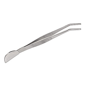 TOPINCN Bonsai Tweezers, Stainless Steel Long Plant Tweezers with Moon Spatula Head, Home Garden Potted Loosening Soil Plan Grass (Bent)