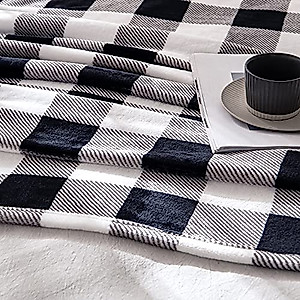 MIULEE Buffalo Plaid Fleece Throw Blanket for Sofa Couch Bed, Black and White Checkered Decor, Super Soft Lightweight Cozy Warm Fuzzy Geometric Microfiber Flannel Blanket for All Seasons, 50" X 60"