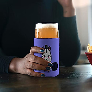 Can Cooler Sleeves Coozies for Cans And Bottles Insulators Cute Zebra Lifting Barbell Print PVC Elastic Reusable