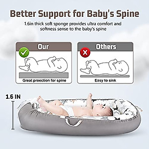 Baby Lounger Cover, Ultra Soft Cotton & Breathable Baby Nest Cover for Co Sleeping, Adjustable Portable Newborn Lounger Baby Bed Cover Perfect for Traveling and Napping