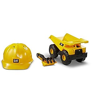 CAT Construction Toys, Dump Truck Set with CAT Hard Hat and Sand Tools, Outdoor Toys for Kids Ages 3+