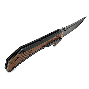 Snake Eye Tactical 12" Heavy Duty Stonewashed Blade Ultra Smooth One Hand Opening Folding Pocket Knife Limited Edition Collectors Knife - Ideal for Recreational Work Hiking Camping (Brown)